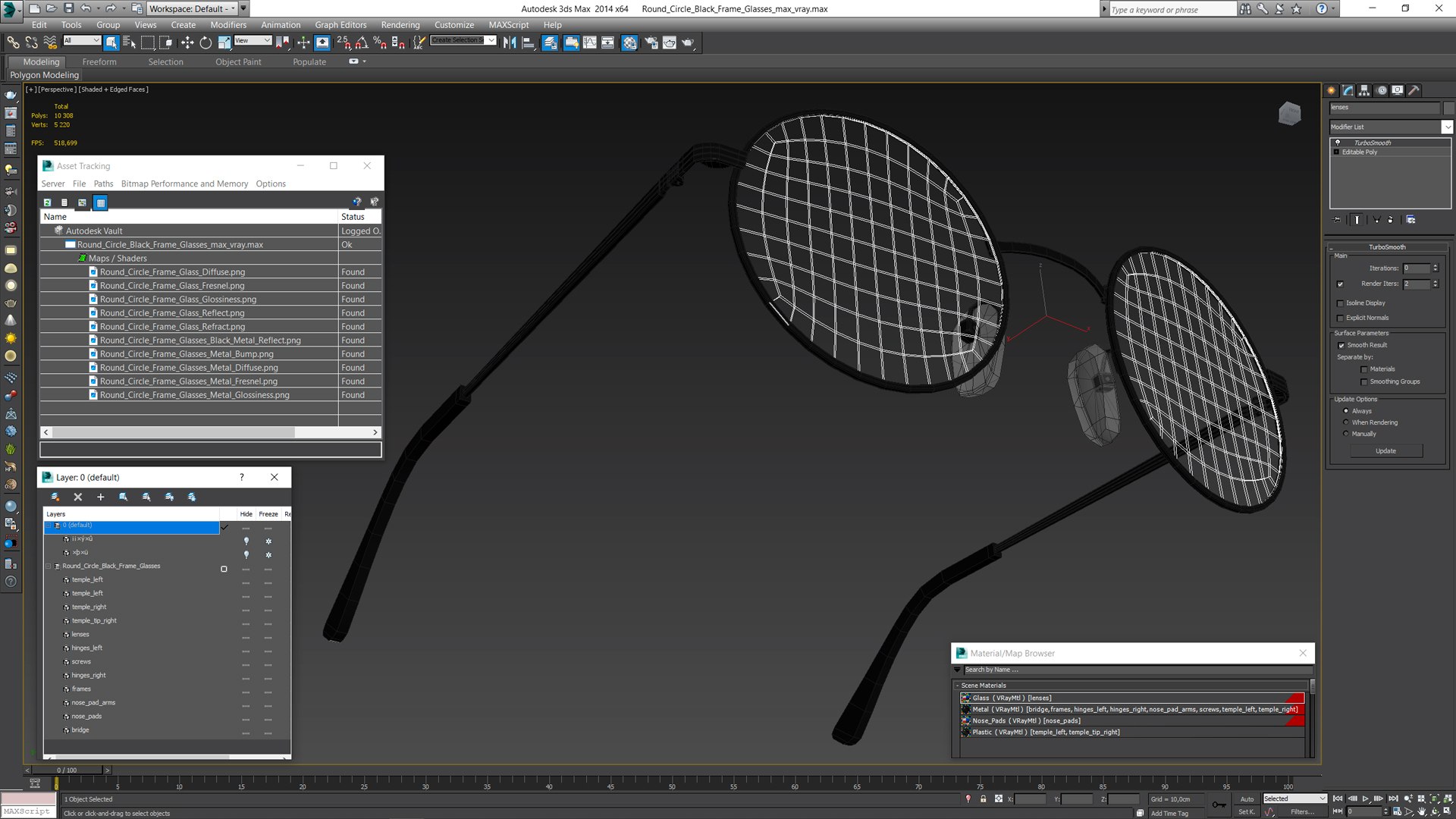 Round Circle Black Frame Glasses 3D Model - TurboSquid 2140337