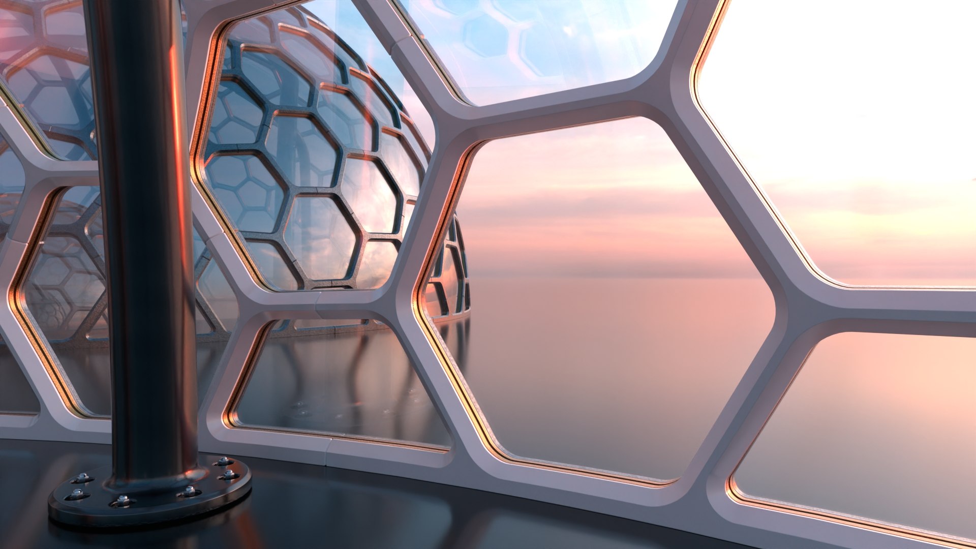 3D Sci-Fi Glass Hexagon Dome Complex 1 Model - TurboSquid 2272894