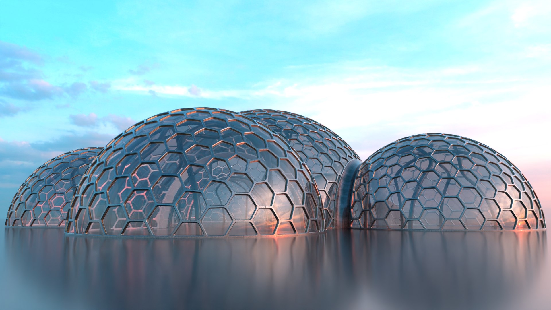 3D Sci-Fi Glass Hexagon Dome Complex 1 Model - TurboSquid 2272894