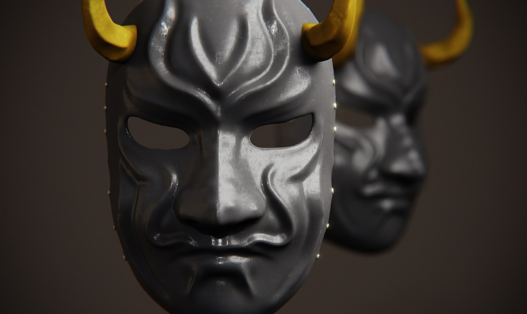 Grey Samurai Kabuto Mask 3D - TurboSquid 2310040