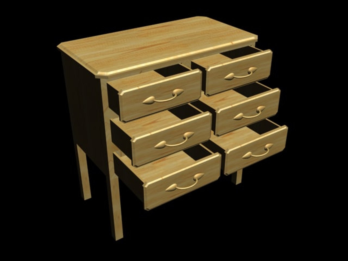 3ds max pine chest draws