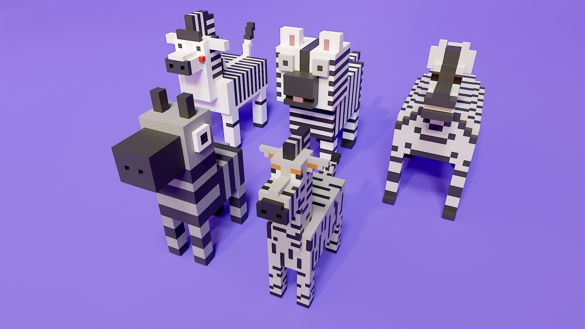 3D Zebra Voxel Art Pack 3d Model - TurboSquid 2182636