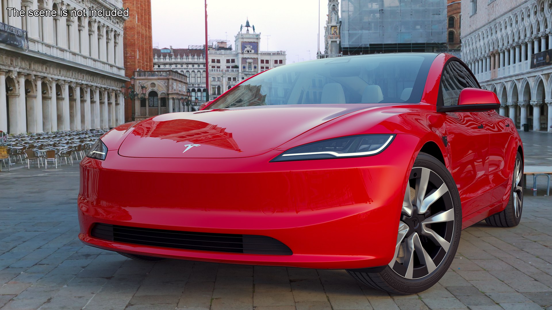 3D Tesla Model 3 2024 Red Lights On Rigged For Cinema 4D Model ...