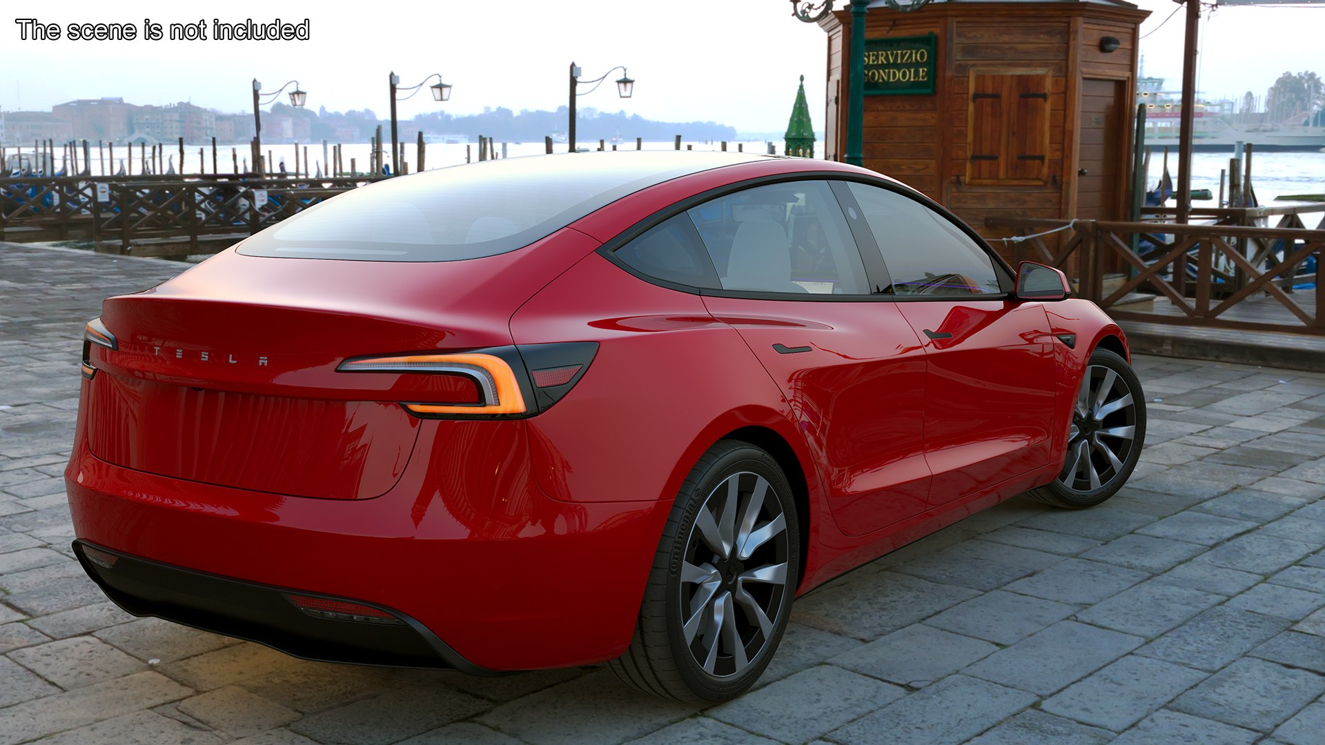 3D Tesla Model 3 2024 Red Lights On Rigged For Cinema 4D Model ...