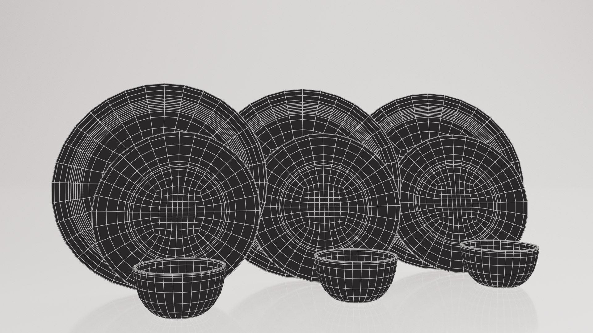 Three Style Dinnerware Set Plates And Bowl Model - TurboSquid 2011014