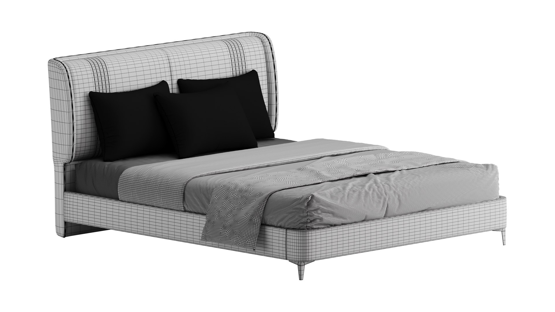 3D Leather Beige Bed Frame Model - TurboSquid 2331017