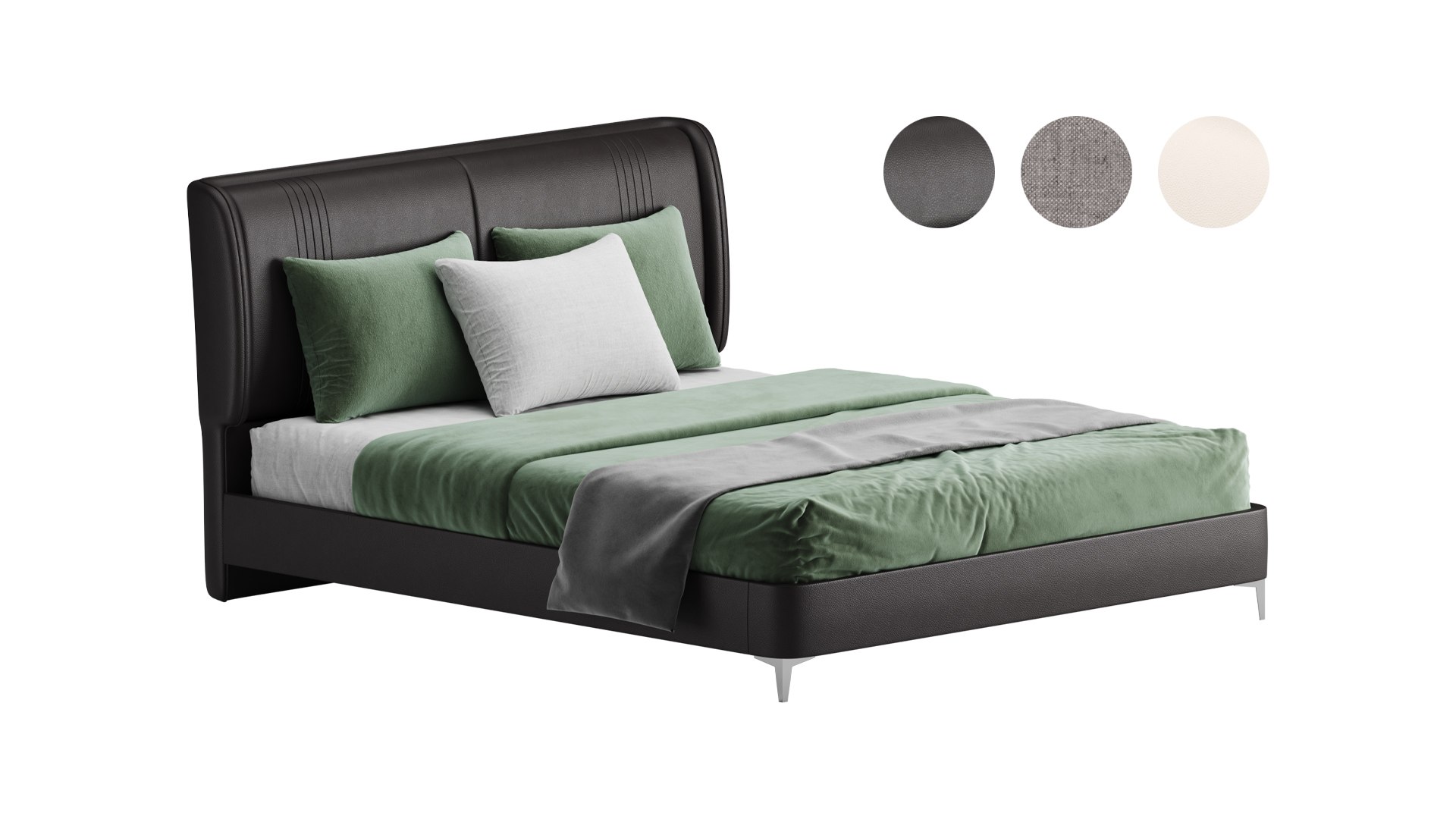 3D Leather Beige Bed Frame Model - TurboSquid 2331017