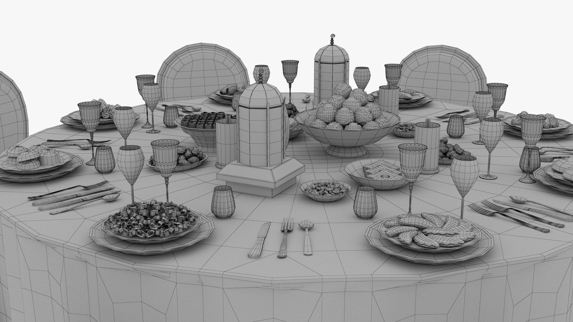 Ramadan Eid Buffet Dining Table Setup 3D Model 3D Model - TurboSquid ...