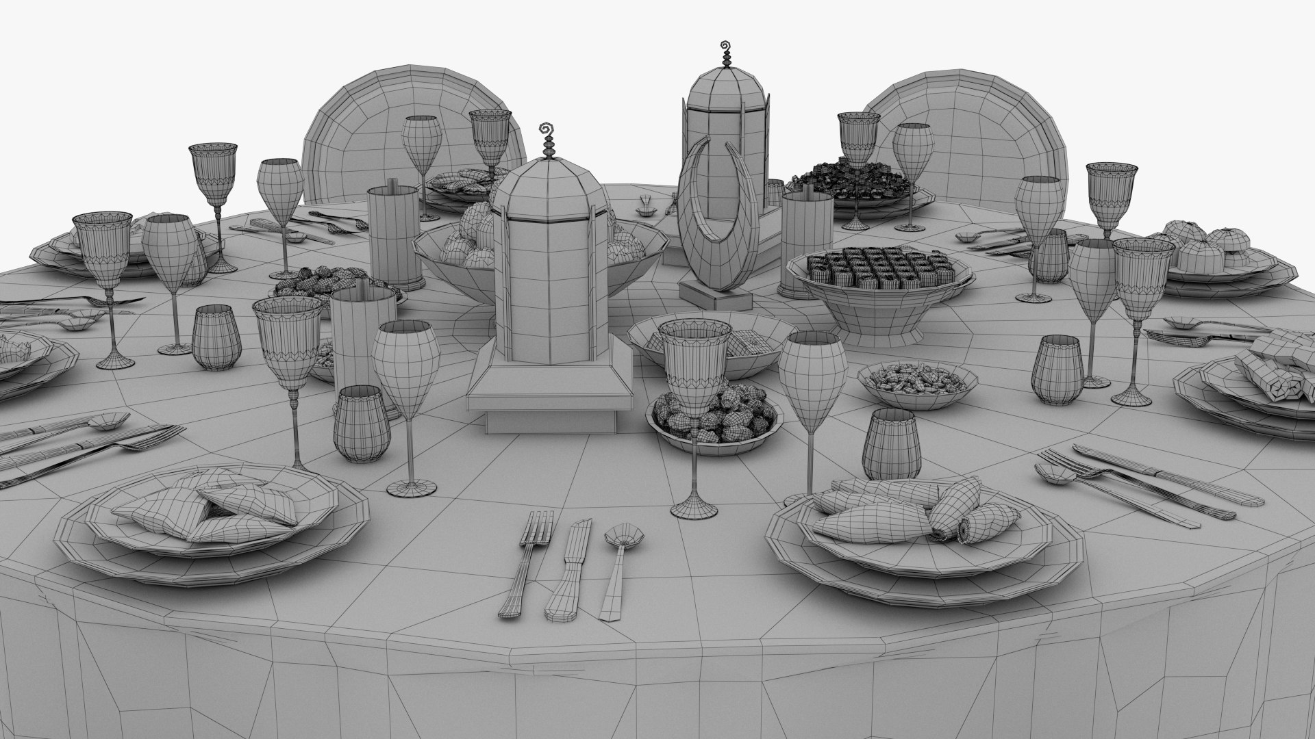 Ramadan Eid Buffet Dining Table Setup 3D Model 3D Model - TurboSquid ...