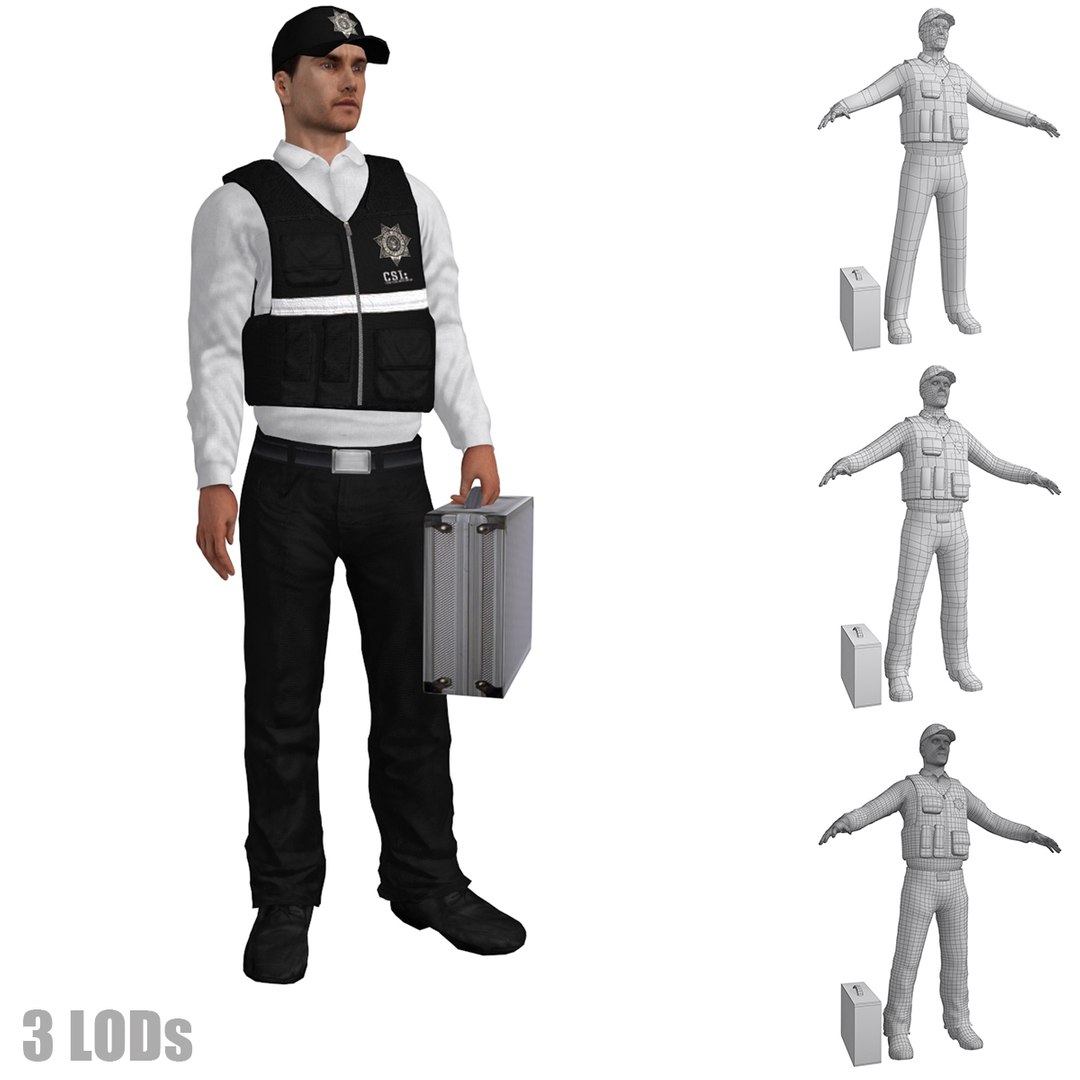 3d rigged csi agent s model