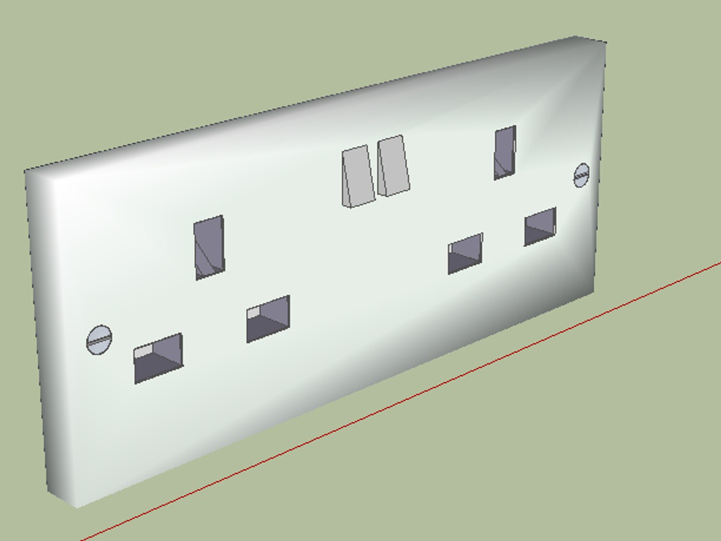 3d Uk Double Socket