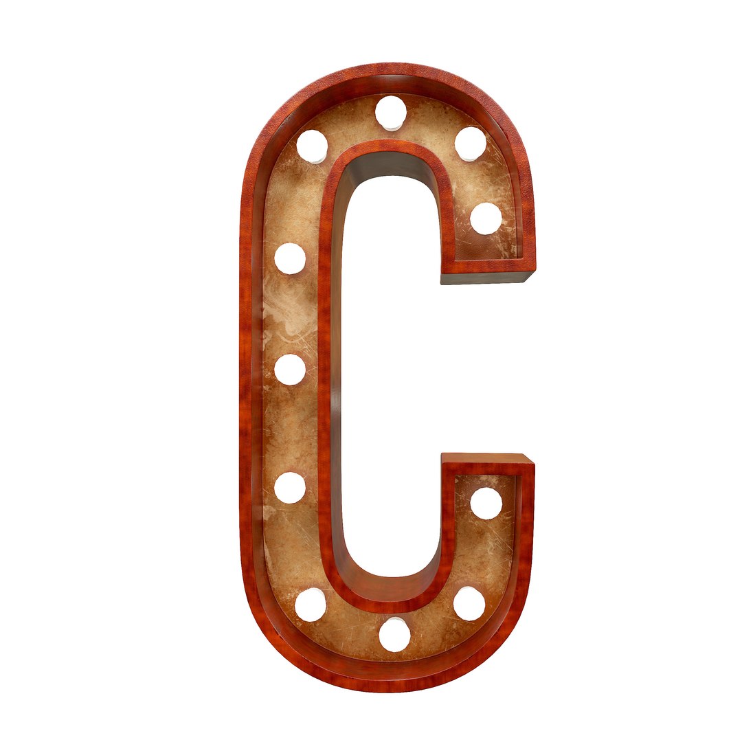 3D Marquee letter C led wooden glow sign - TurboSquid 1974349