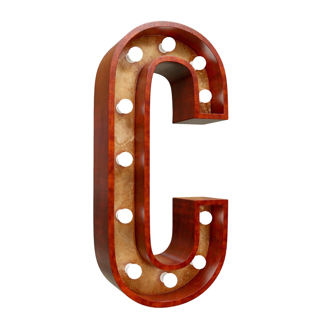 3D Marquee letter C led wooden glow sign - TurboSquid 1974349