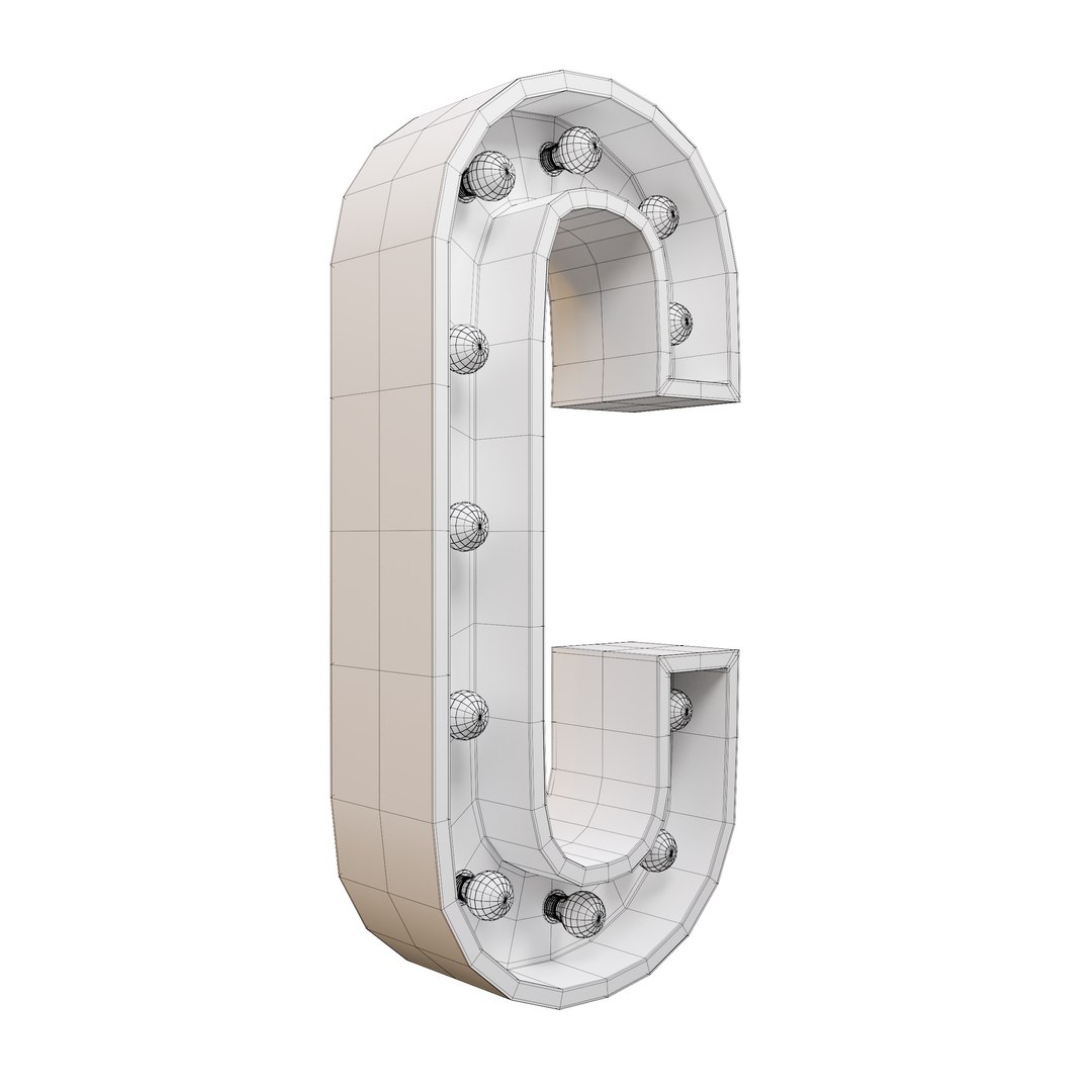 3D Marquee letter C led wooden glow sign - TurboSquid 1974349