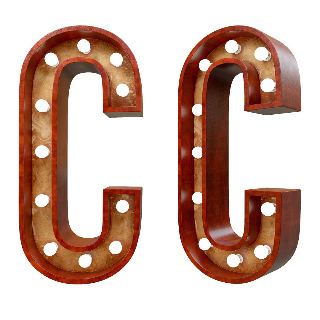 3D Marquee letter C led wooden glow sign - TurboSquid 1974349