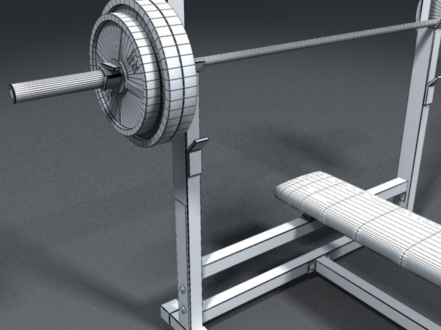 Weight Set Dumbbells Bench 3d Model