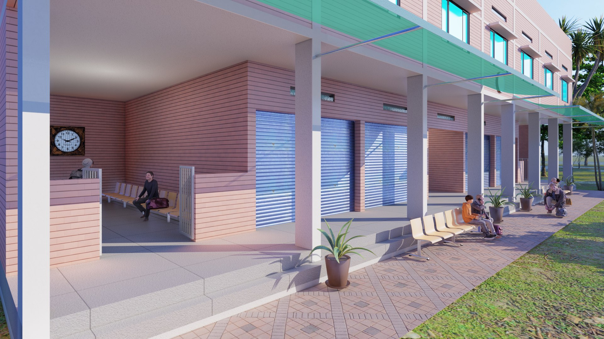 Bus Terminal 3D Model With Lumion File Model - TurboSquid 2020350