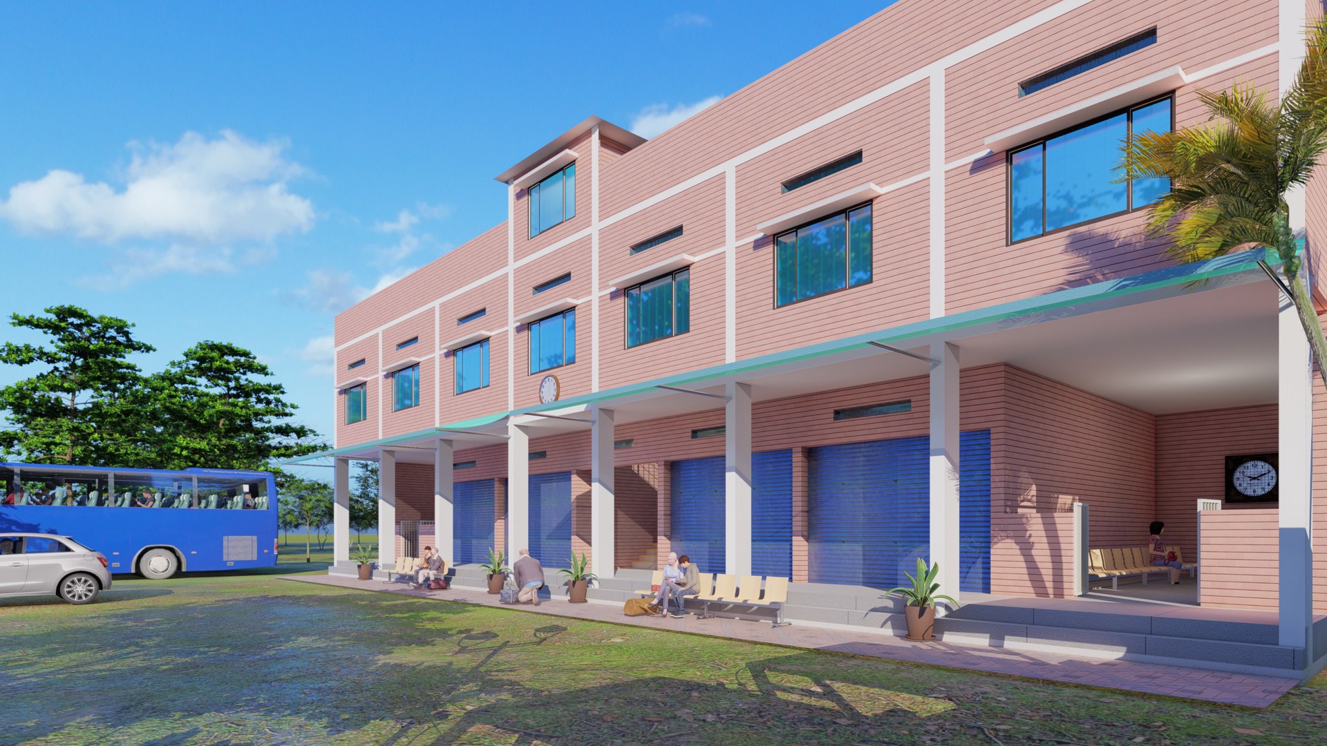 Bus Terminal 3D Model With Lumion File Model - TurboSquid 2020350