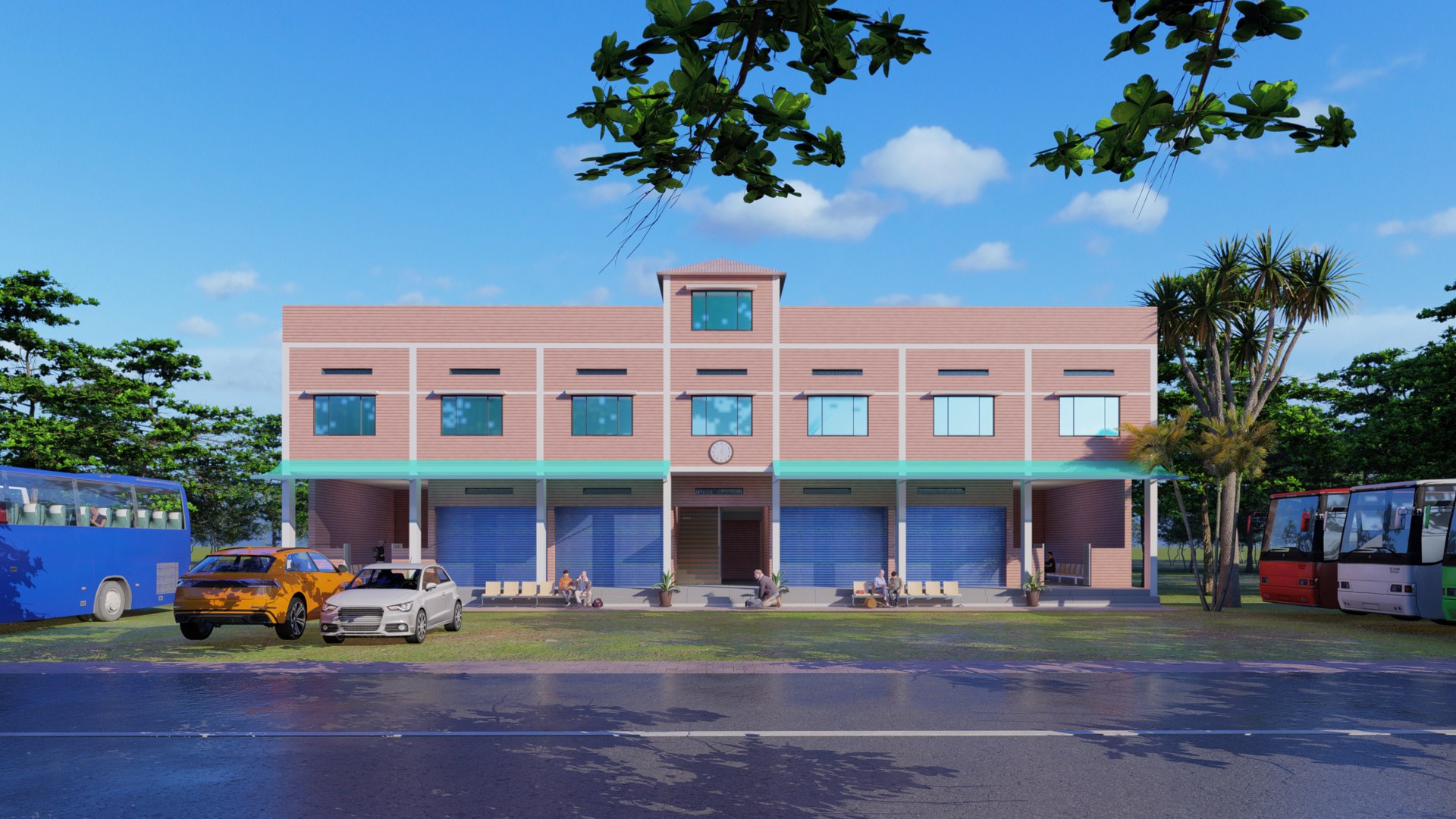 Bus Terminal 3D Model With Lumion File Model - TurboSquid 2020350