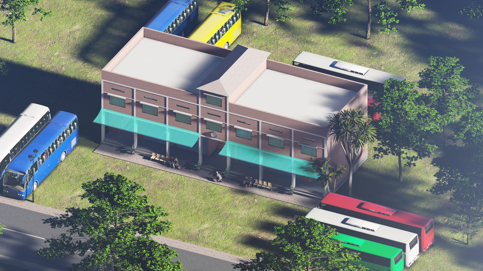Bus Terminal 3D Model With Lumion File Model - TurboSquid 2020350