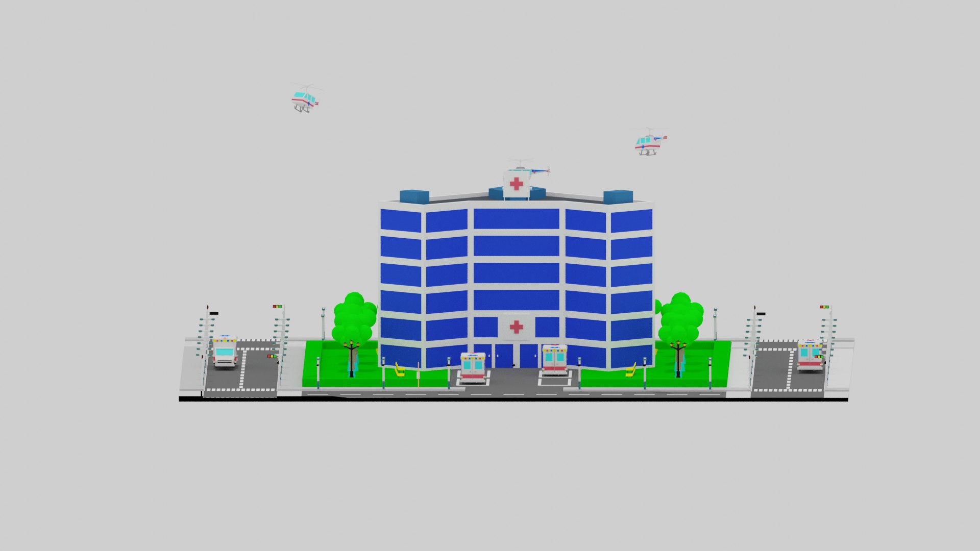 3D Simple Cartoon Hospital Package - TurboSquid 1474404