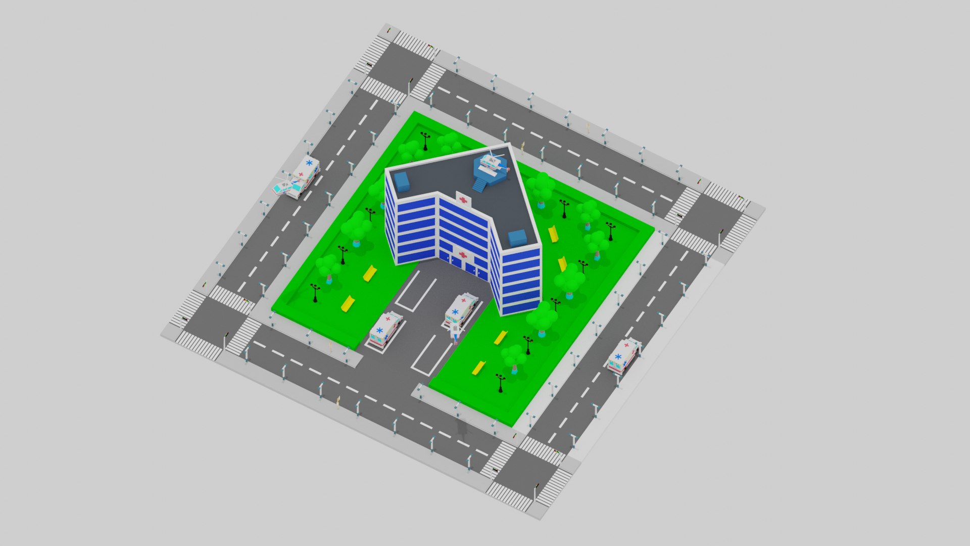 3D Simple Cartoon Hospital Package - TurboSquid 1474404