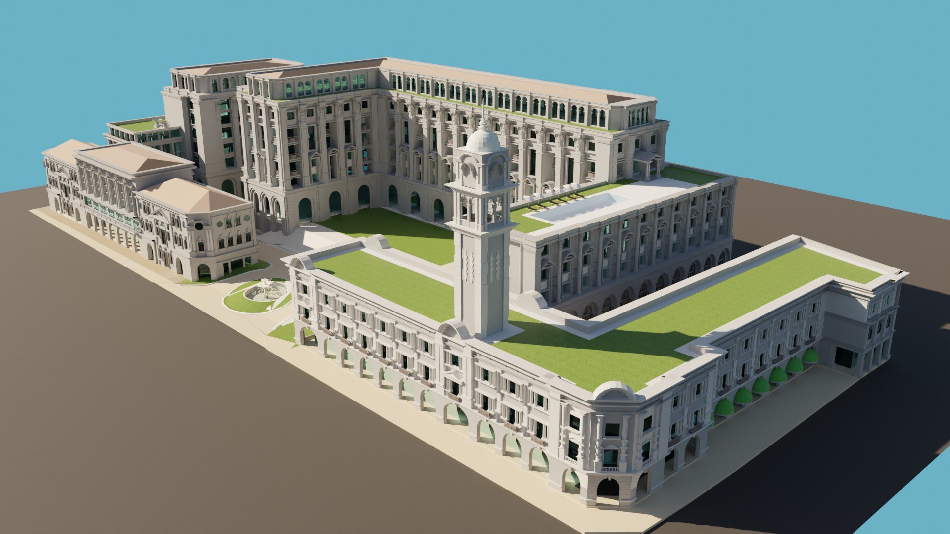 Colonial Architectural Complex 3D Model - TurboSquid 2037511
