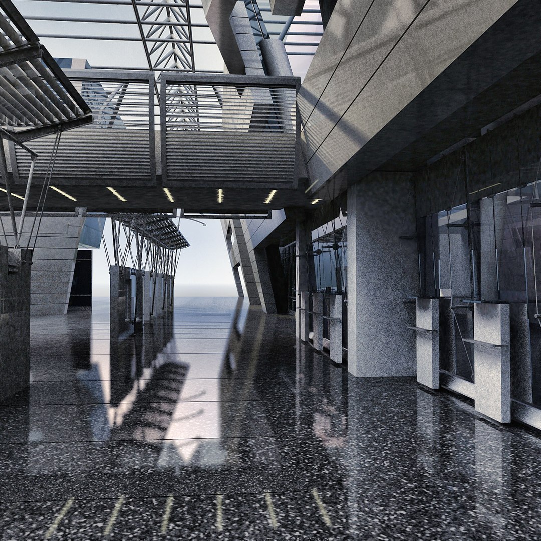 3d Max Futuristic Interior Hall Lobby