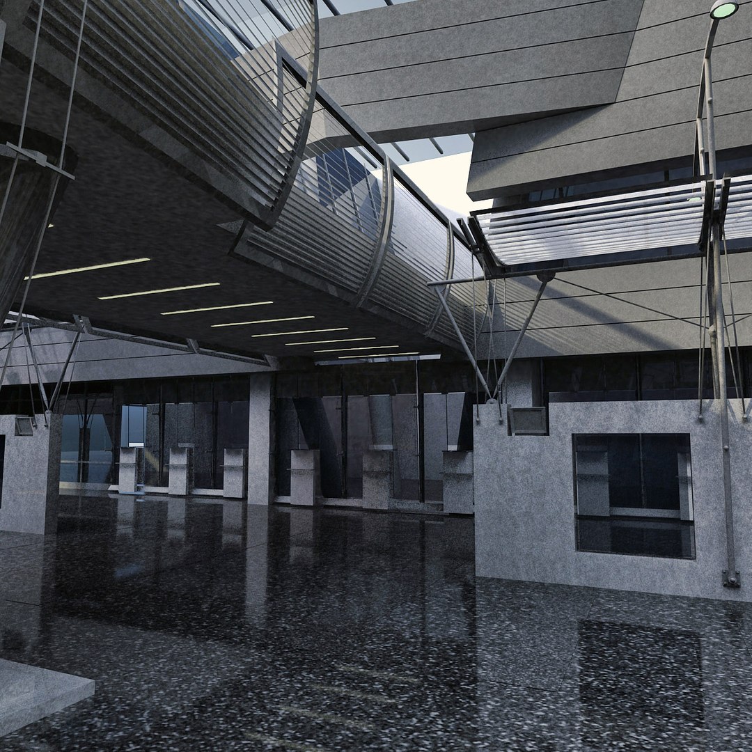 3d Max Futuristic Interior Hall Lobby