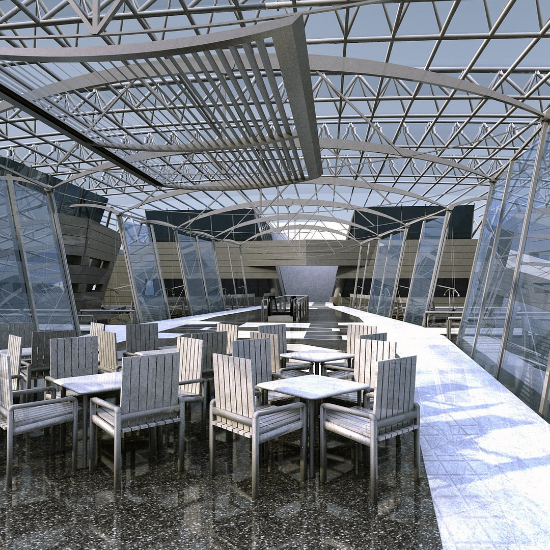 3d Max Futuristic Interior Hall Lobby