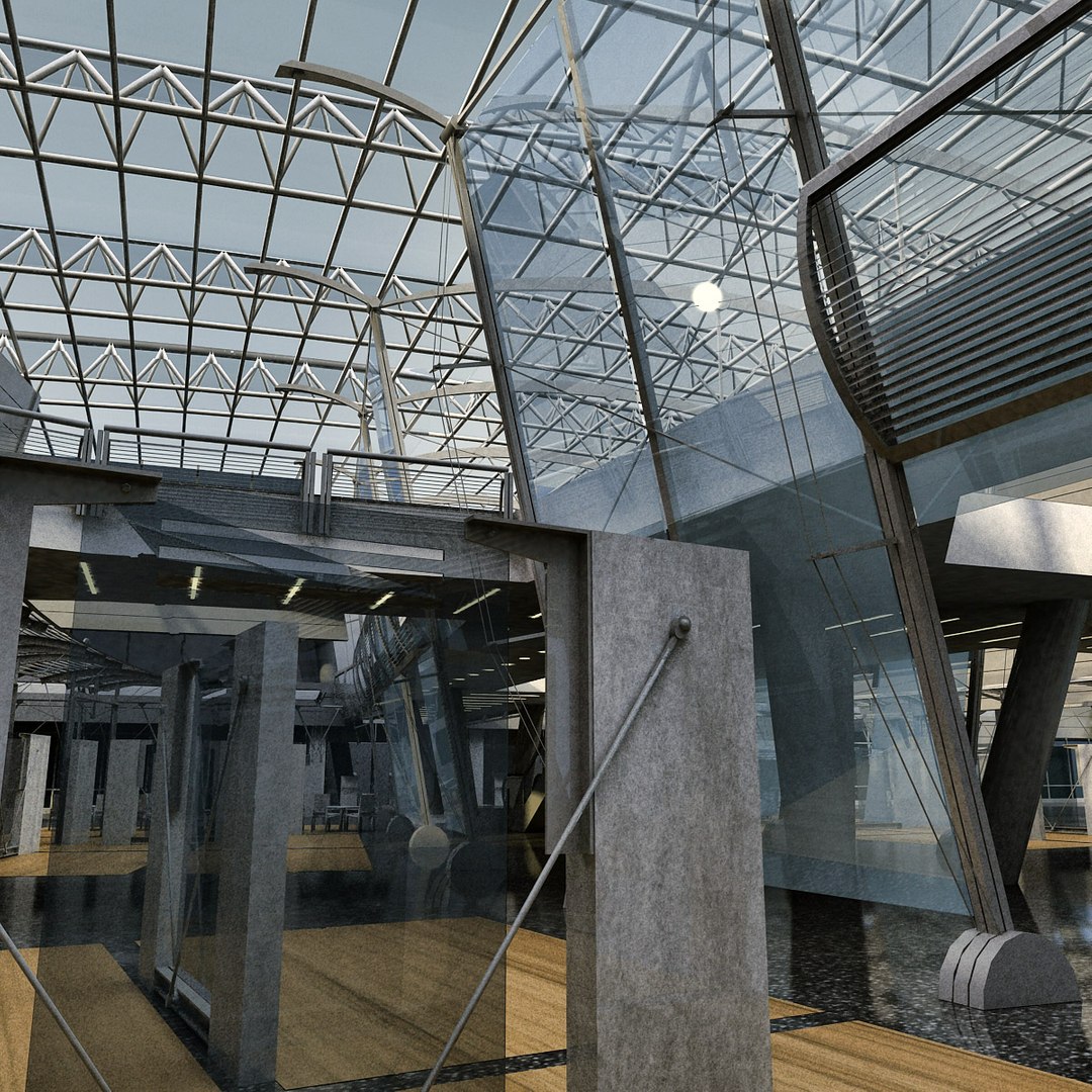 3d Max Futuristic Interior Hall Lobby