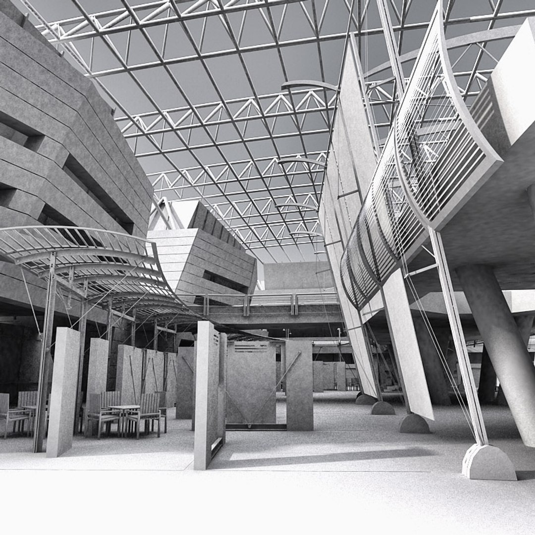 3d Max Futuristic Interior Hall Lobby