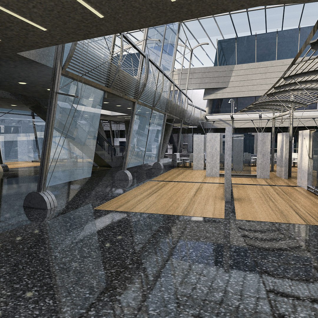 3d Max Futuristic Interior Hall Lobby