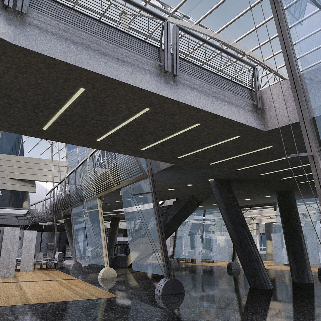 3d Max Futuristic Interior Hall Lobby
