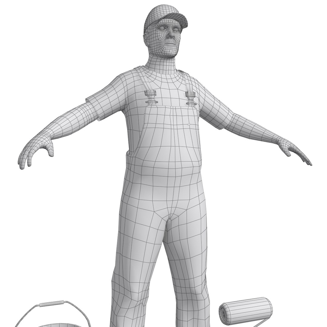 3d Model Paint Worker Man