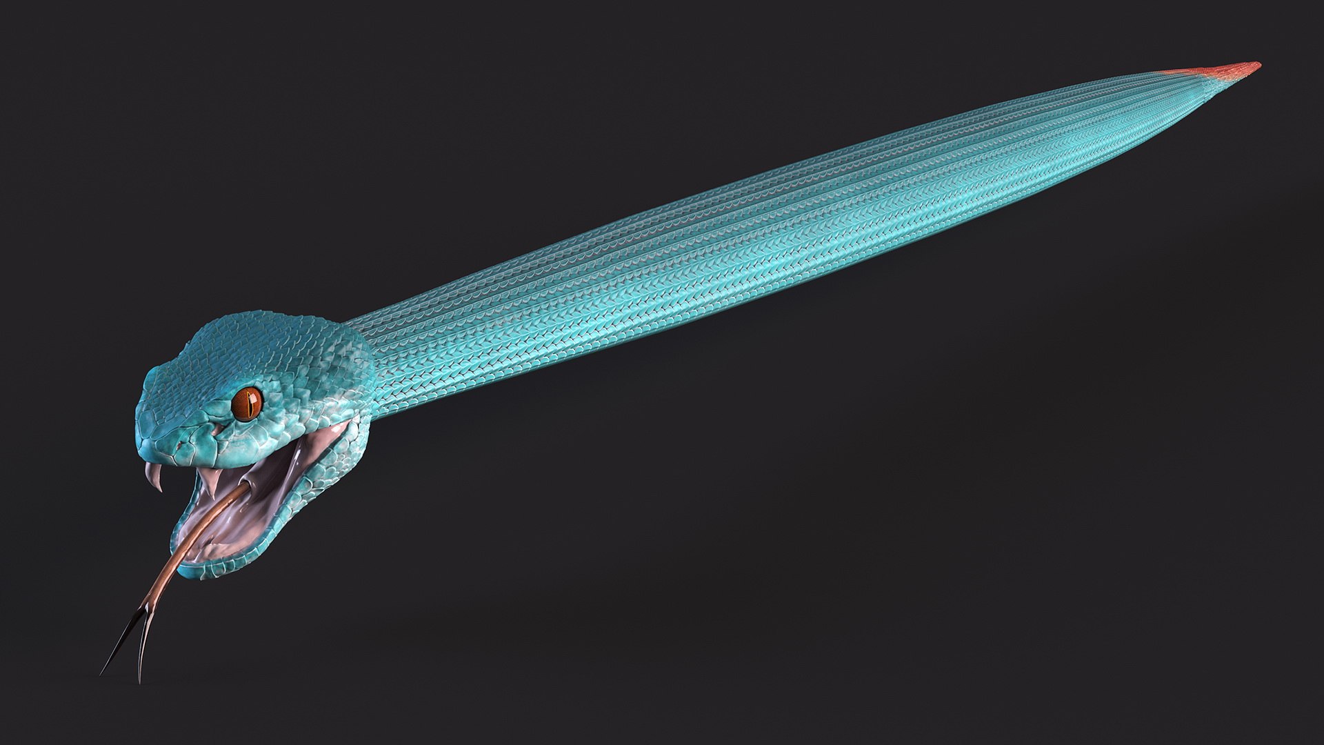 Blue Trimeresurus Snake Model - TurboSquid 2106146