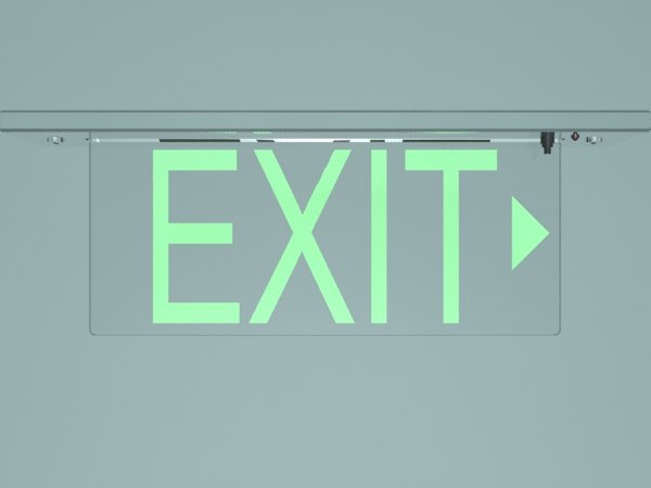 3d glass exit sign model