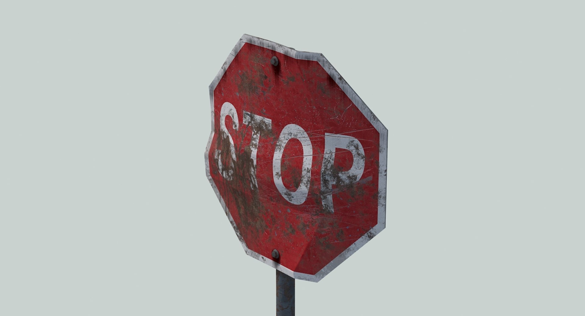 Weathered Stop Sign 3d Model