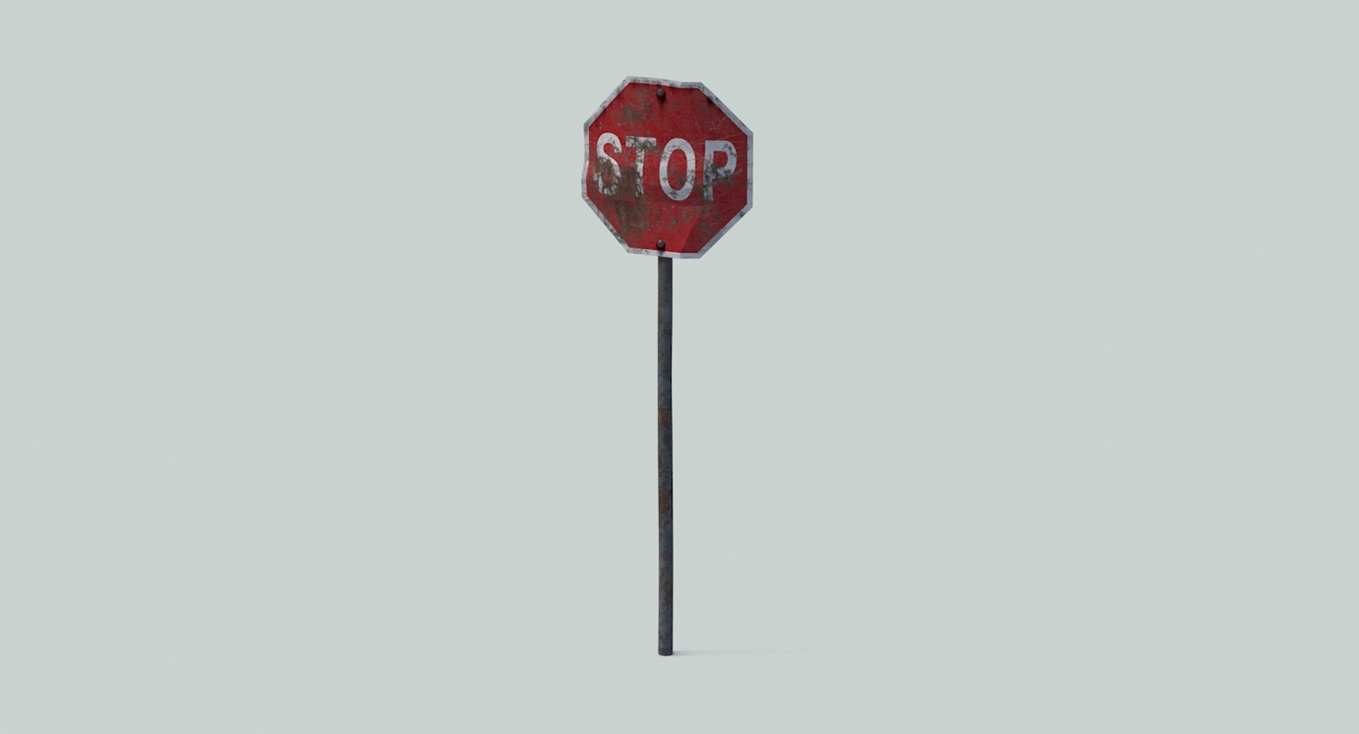 Weathered Stop Sign 3d Model