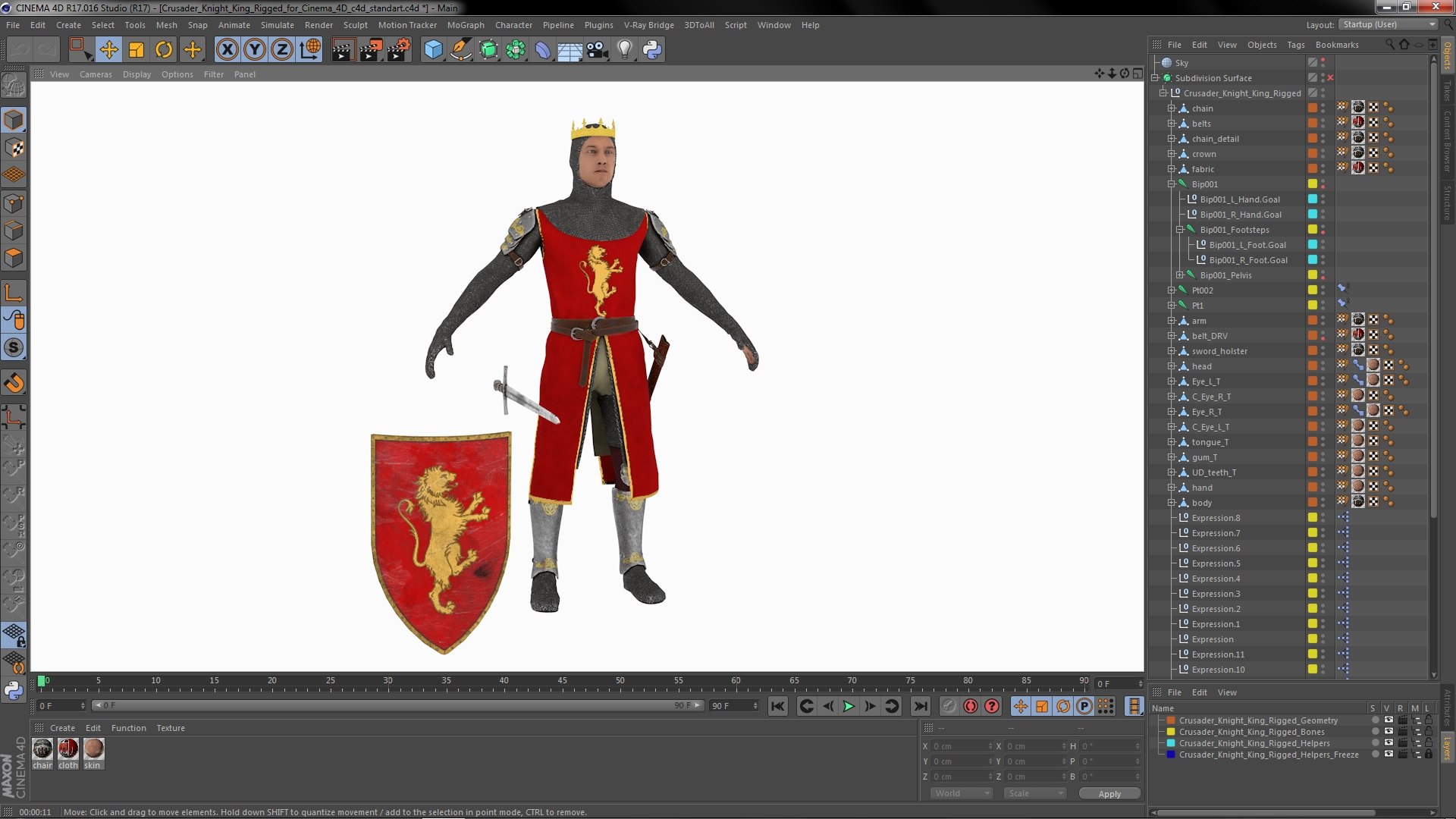 3D Crusader Knight King Rigged for Cinema 4D model - TurboSquid 2114426