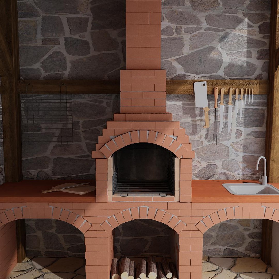 3d Model Grill Barbecue Terrace