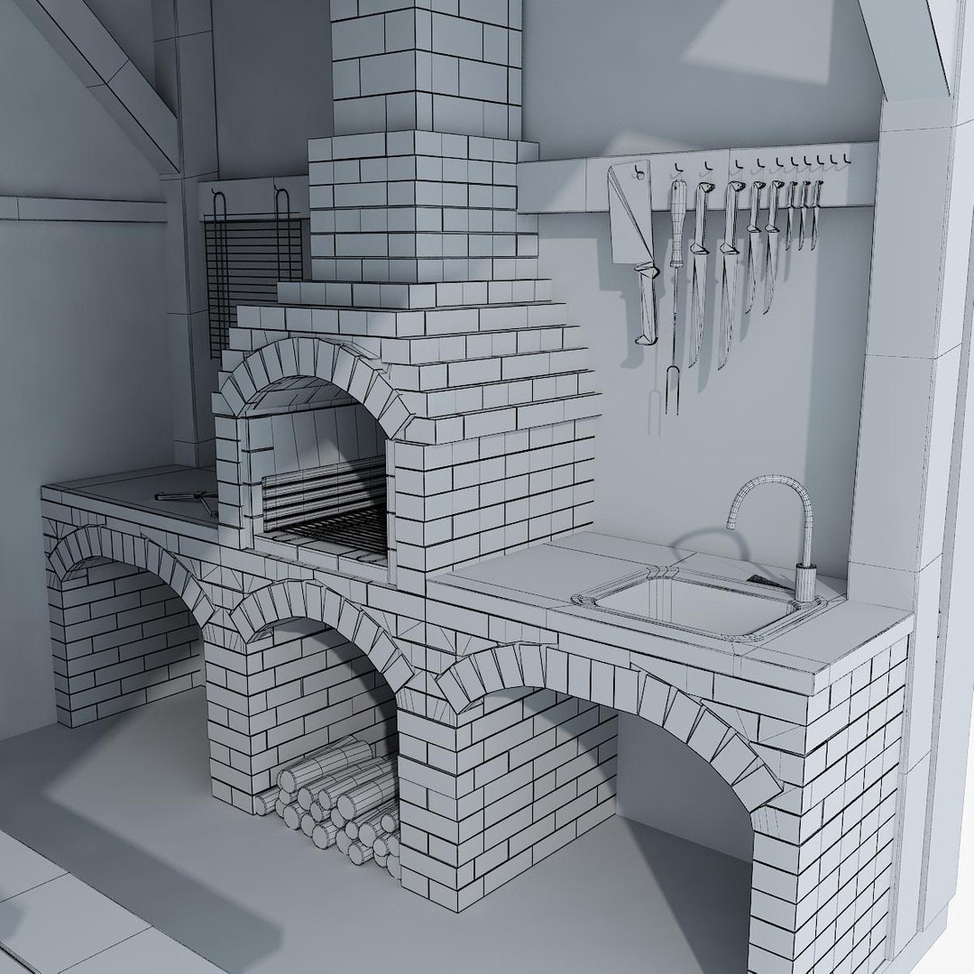 3d Model Grill Barbecue Terrace