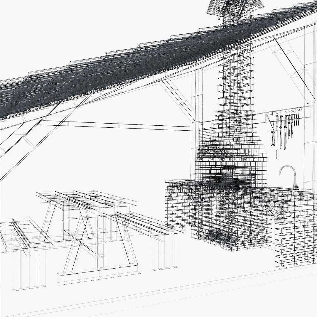 3d Model Grill Barbecue Terrace