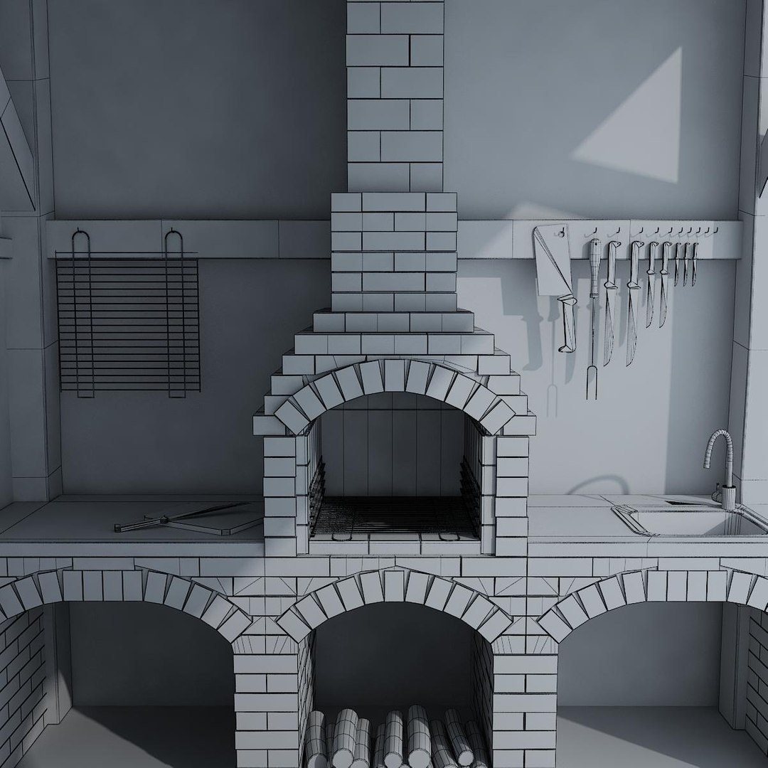 3d Model Grill Barbecue Terrace