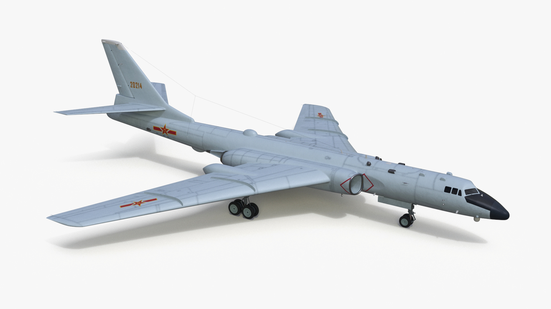Xian H-6 China Strategic Bomber Without Armament Rigged 3D Model ...