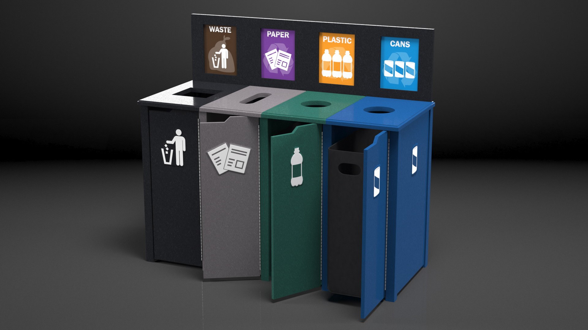 3D Sort Recycling Bins - TurboSquid 1817808
