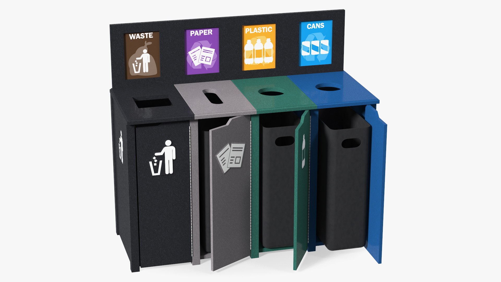 3D Sort Recycling Bins - TurboSquid 1817808