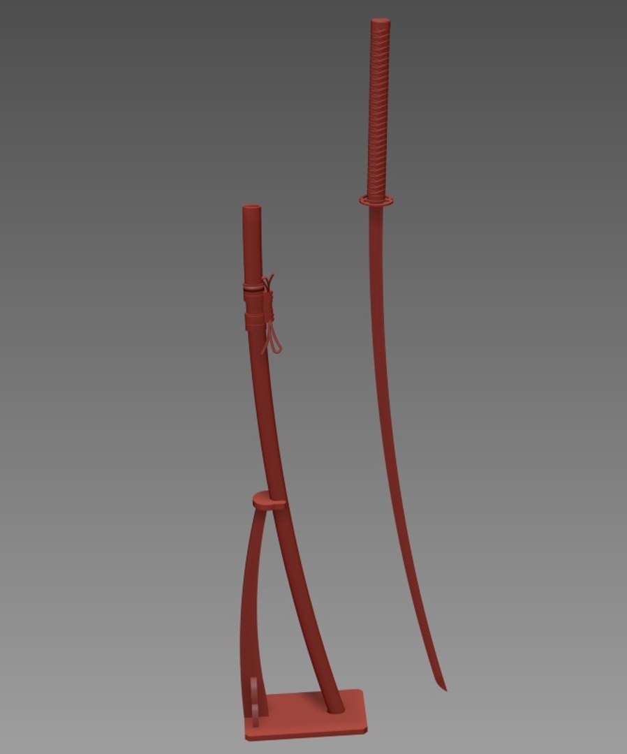Japanese Nodachi Sword Stand 3d X