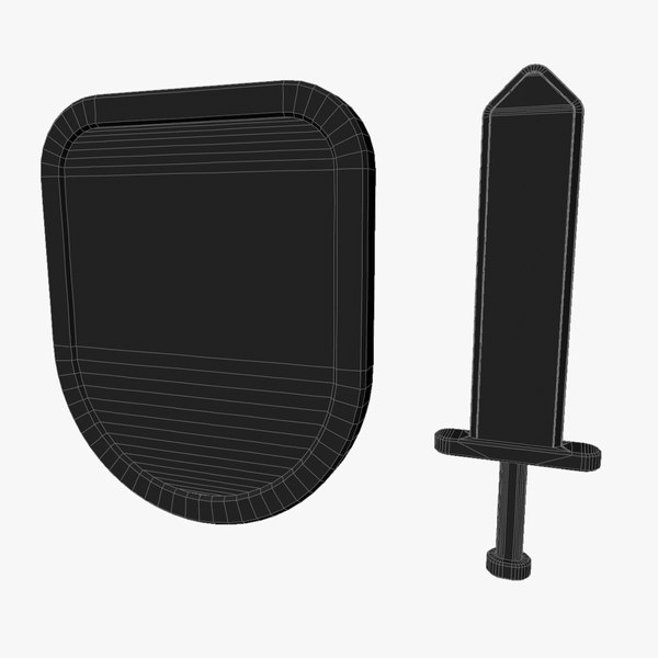 3d model small wooden sword shield