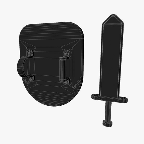 3d model small wooden sword shield